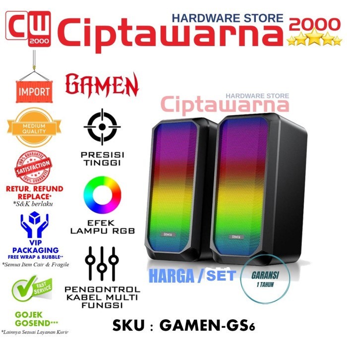 Jual SPEAKER GAMING GAMEN GS6 RGB Rhythm Lights Speaker Excellent ...