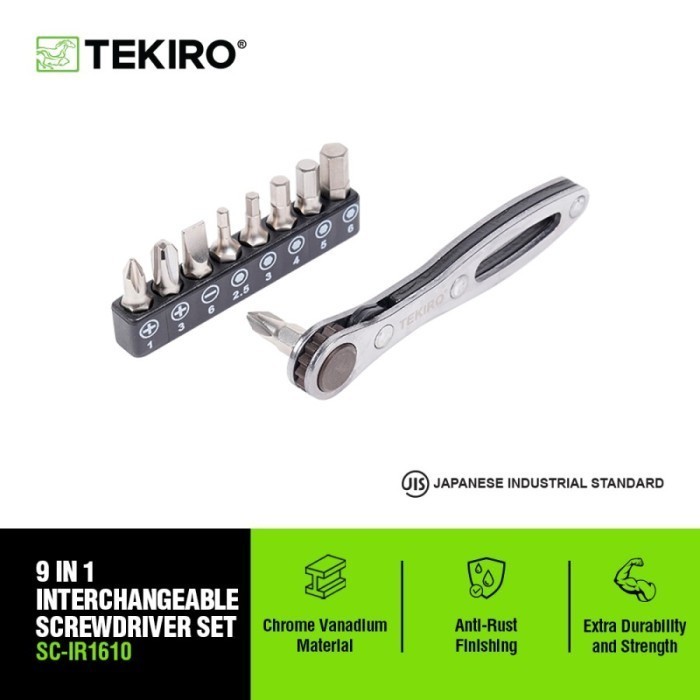 Jual TEKIRO INSERT RATCHET SCREWDRIVER 9 PCS BITS - MATA OBENG DAN BIT ...