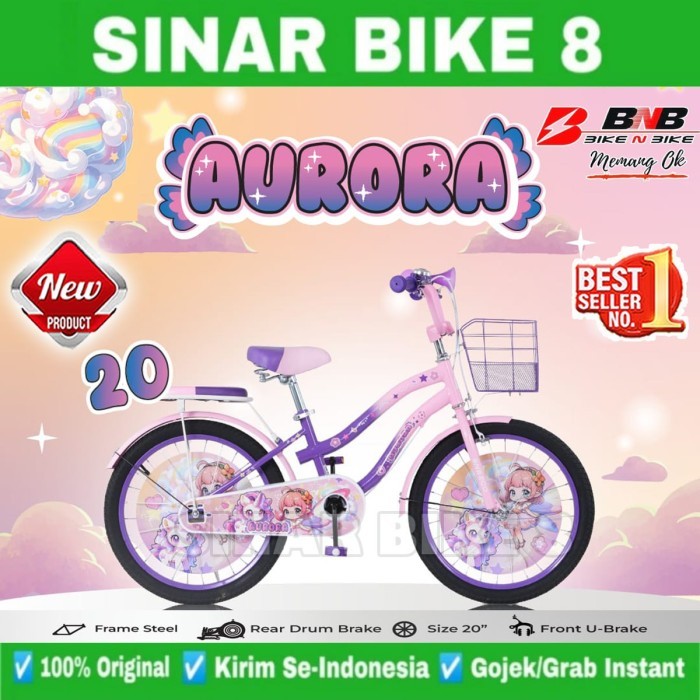 Jual Sepeda Anak Perempuan BNB AURORA Ukuran 20 Inch Keranjang Usia 8 ...