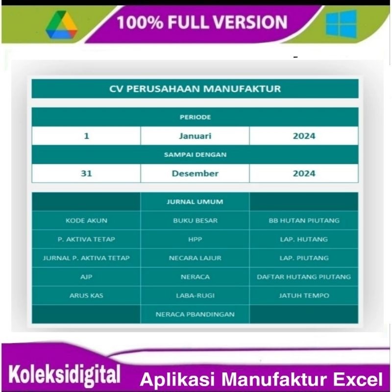 Jual Aplikasi Akuntansi Manufaktur Excel Versi Full Program Siap Pakai ...