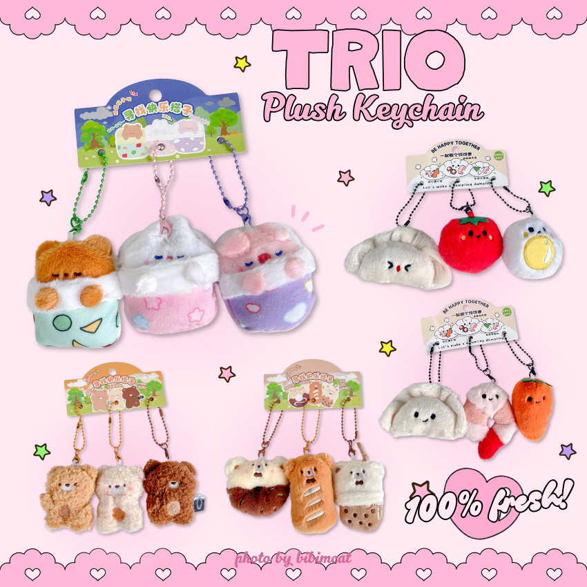 Jual Bibimcat - Keychain Plush Trio SET isi 3 PCS / Gantungan Kunci ...