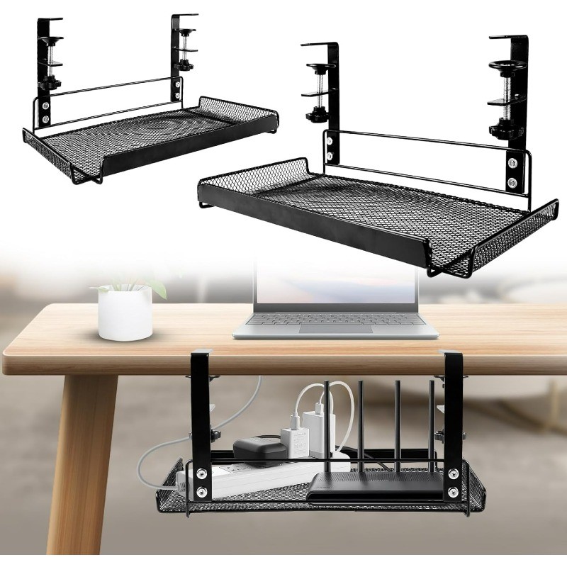 Jual 1/3/5PCS Free Under The Table Cable Management Rack Mesh Wire ...