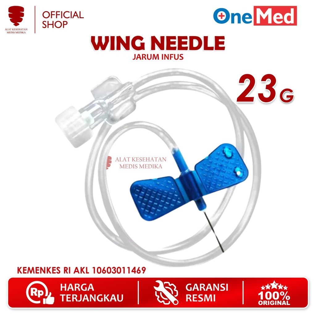 Jual Onemed Needle Wing 23G Jarum Infus Infusion Set Kupu 23 G Sterile Medis | Shopee Indonesia