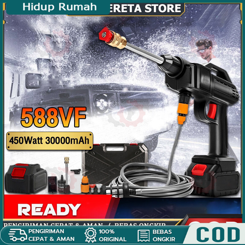 Jual mesin cuci mobil cordless 450w 100Bar alat cuci mobil alat cuci ...