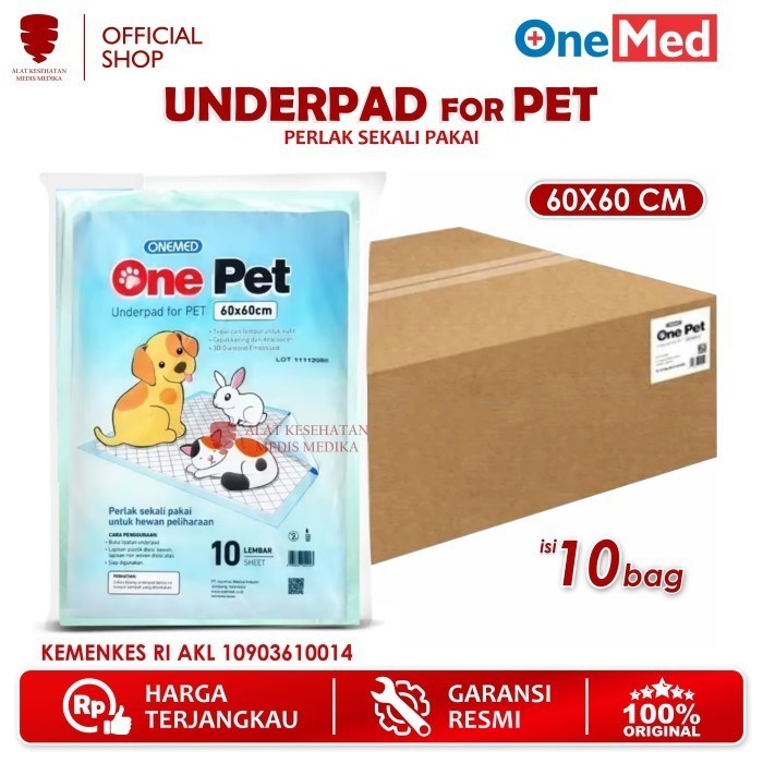 Jual Onemed Underpad Hewan Onepet 60 x 60 1 Karton Toilet Training Tatakan Kencing One Pet Under ...