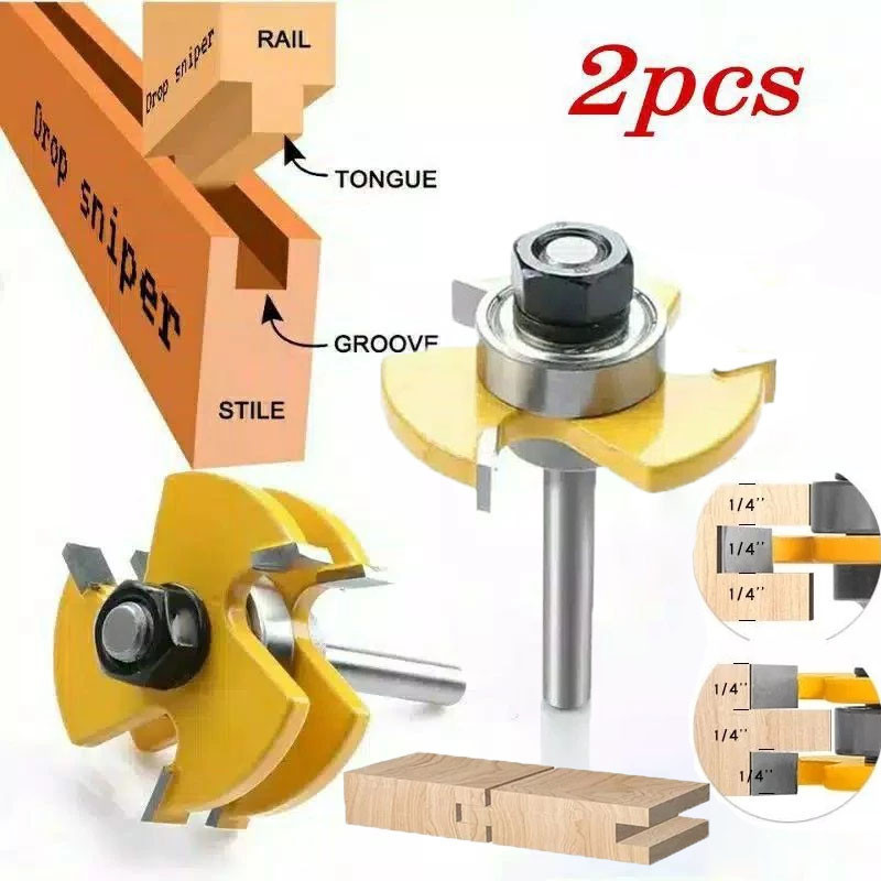 Jual Mata Profil Tongue 2pcs & Groove Router Trimmer Panel Sambung Kayu ...