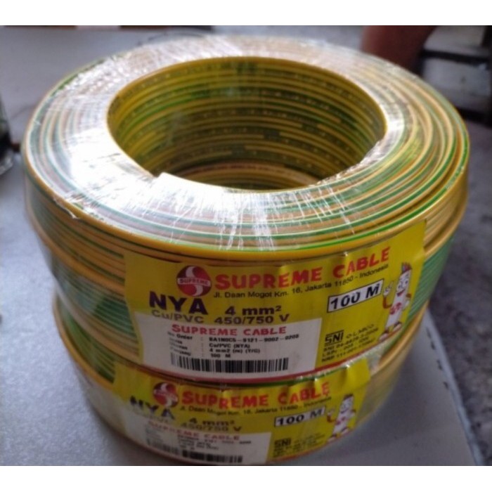 Jual KABEL SUPREME NYA 4mm METERAN POTONGAN 1METER KAWAT TUNGGAL / KABEL GROUNDING SNI - Kuning ...