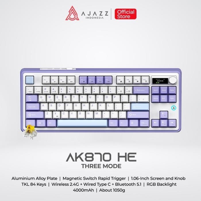 Jual Ajazz AK870 / AK-870 HE Screen Wireless / Wired Gaming Keyboard ...