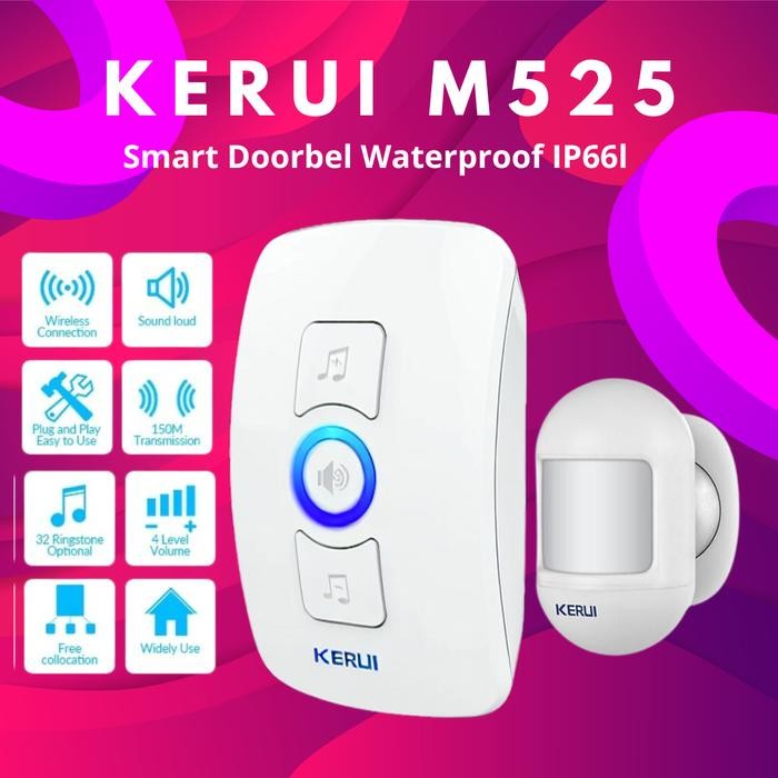 Jual Bel Alarm Sensor Gerak Kerui M525 Doorbell Sensor Mini P831 ...