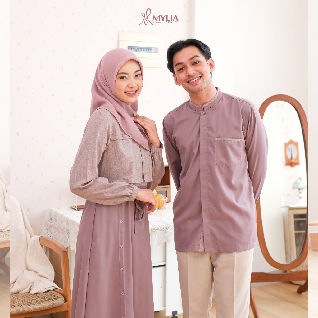 Jual Mylia | Noraa dan Amr Mauve | Raya Series Gamis Wanita Couple ...