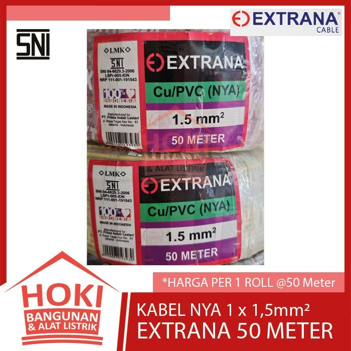 Jual KABEL NYA 1.5mm EXTRANA 1 roll 50 meter - Cable Listrik SNI ...