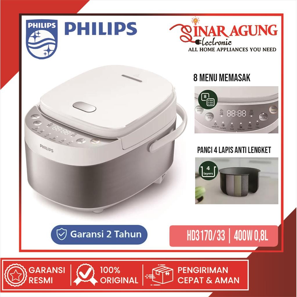 Jual PHILIPS HD3170/33 / HD-3170/33 DIGITAL RICE COOKER 0.8L - WHITE ...