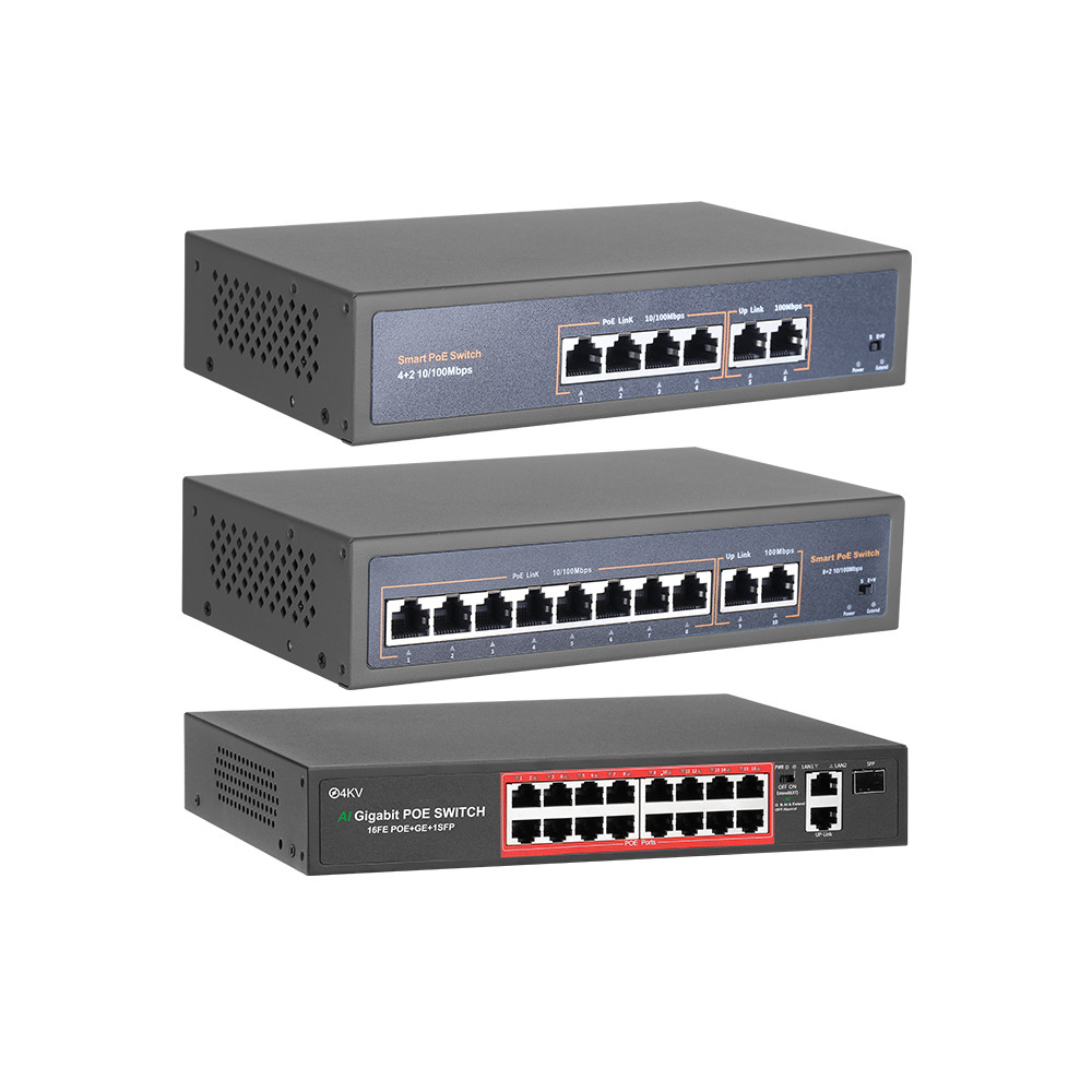 Jual 48V Network POE Switch With 4/8/16CH 10/100Mbps Ports IEEE 802.3 ...