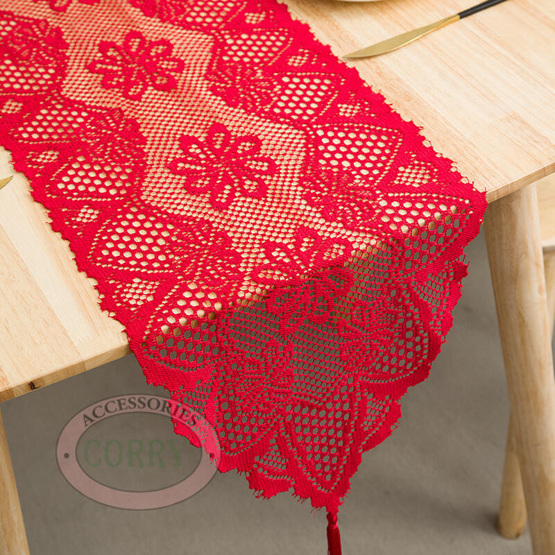 Jual Taplak Meja Tengah Table Runner Lace Merah Panjang 180 Cm X 34 Cm ...
