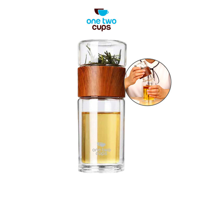 Jual One Two Cups Botol Minum Penyaring Teh Tea Infuser Double Wall 230ml | Shopee Indonesia