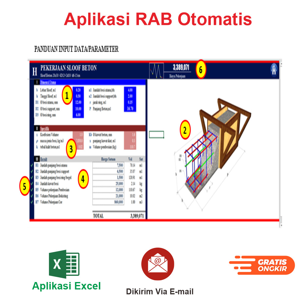 Jual (SA001) Aplikasi RAB Otomatis Excel Rumus Perhitungan Rencana Anggaran Biaya | Shopee Indonesia