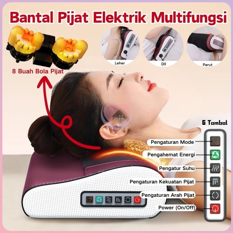 Jual 【COD】Bantal Pijat Elektrik Multifungsi Massage Pillow 8 Bola Bantal Pijat Leher Punggung ...