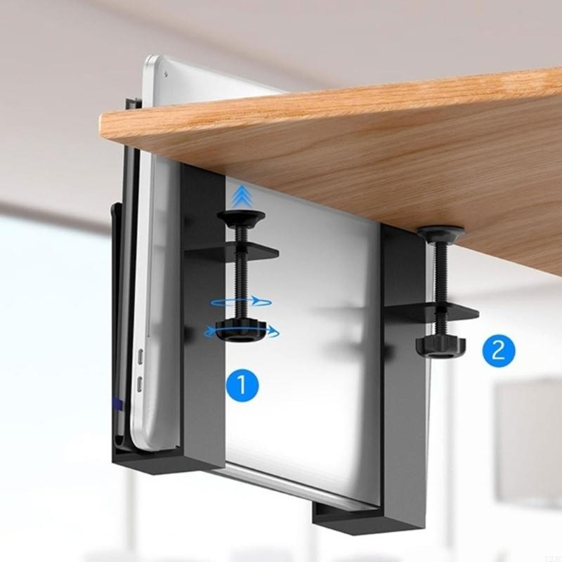 Jual U2JC Under Desk Laptop Rack Holder Clamp Stainless Steel Folders ...