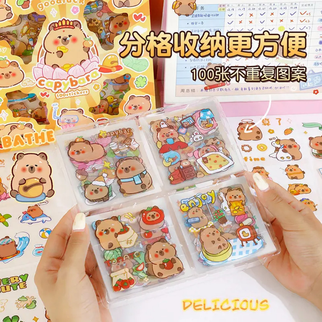 Jual (1Pcs) Stiker Capybara Transparan Kapibara Kartun Lucu Shiny ...