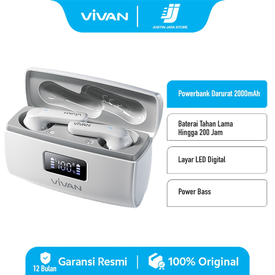 Jual Vivan Life P1 Earphone Bluetooth 5.4 TWS Earbuds Stereo Half in ...