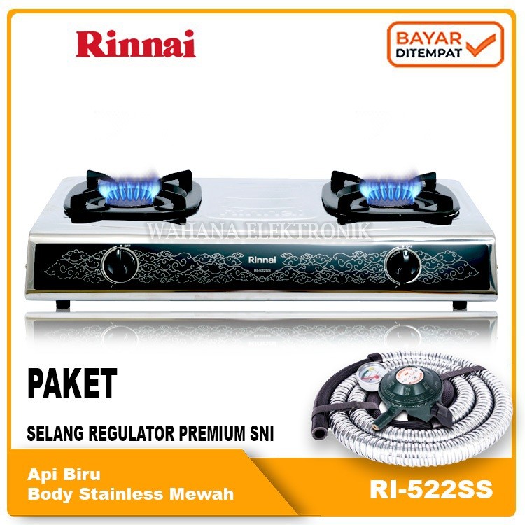 Jual Kompor Gas Rinnai 2 Tungku Stainless Motif Batik RI 522 SS RI-522 ...