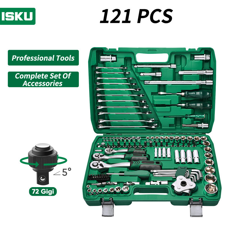 Jual ISKU Tools Set 121Pcs-72Gigi & 1 Pas Ratchet 1/2 1/4 3/8 Dan 44Pcs ...