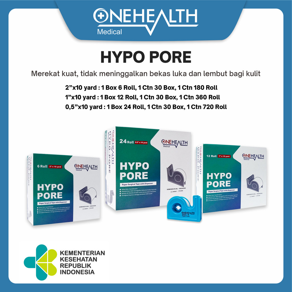 Jual Onehealth Hypopore Paper Surgical Tape With Dispenser Plester ...