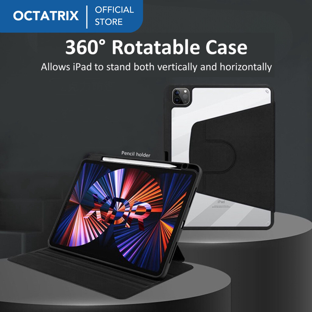 Jual 360 Degree Rotate Ipad Case Clear Acrylic Foldable Auto Smartlock ...