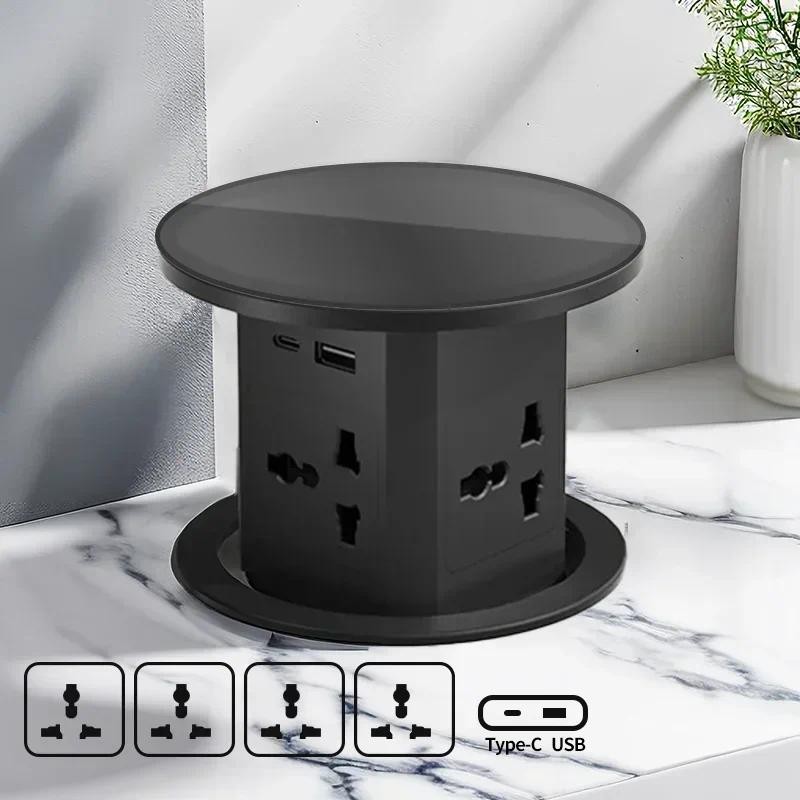 Jual US UK AU Plug Pull Pop Up Desktop Socket Outlets USB Charge Ports ...
