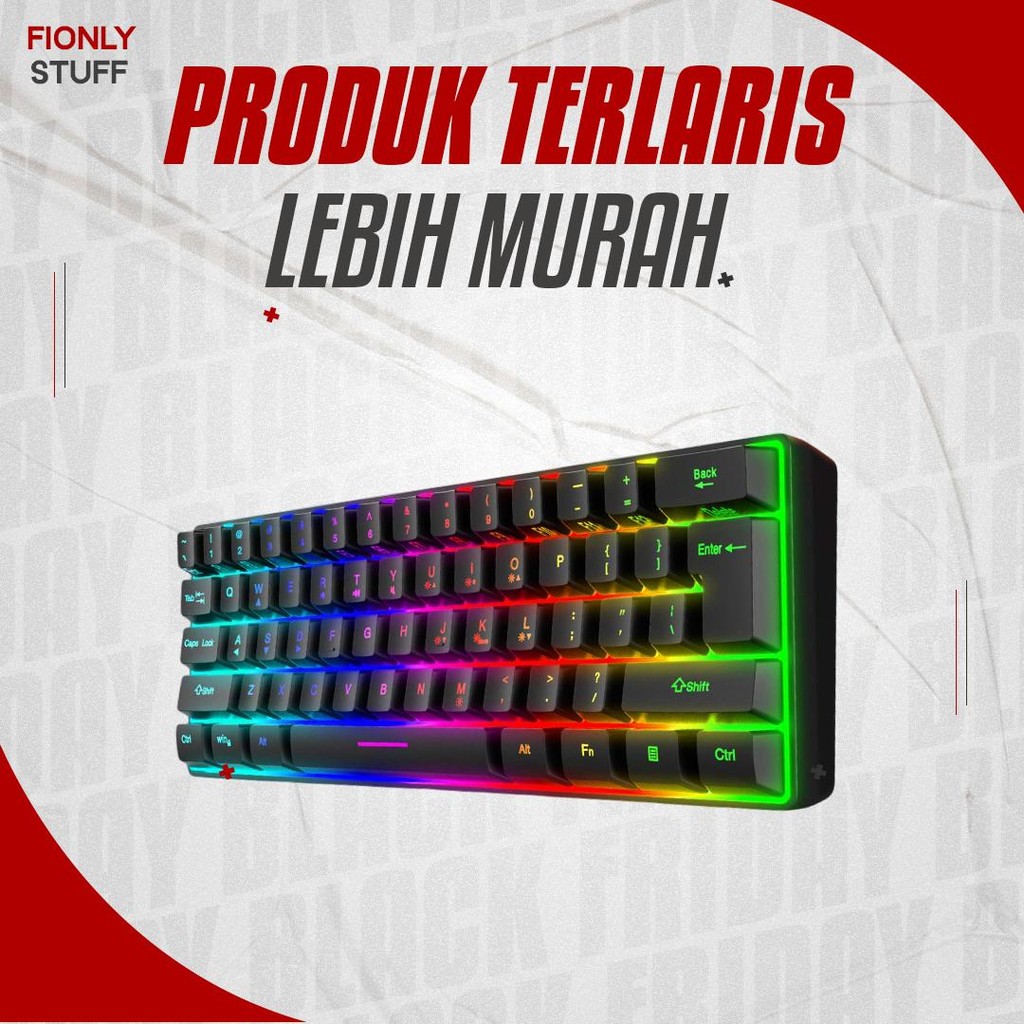 Jual Keyboard Komputer PC Gaming RGB Backlit Mechanical Feel 61 Key ...