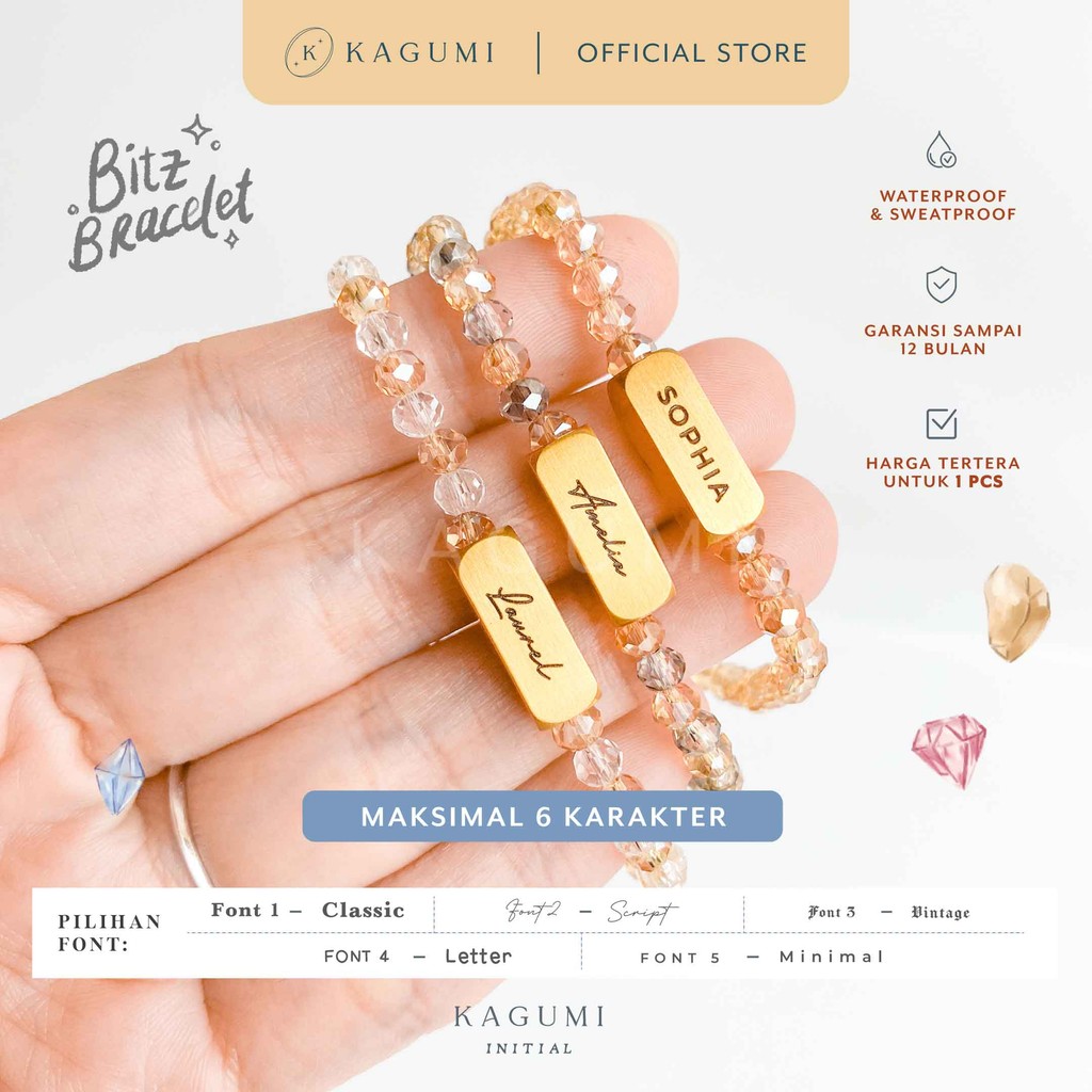 Jual KAGUMI Initial - Bitz Bracelet - Sparkle | Gelang Beads Custom ...