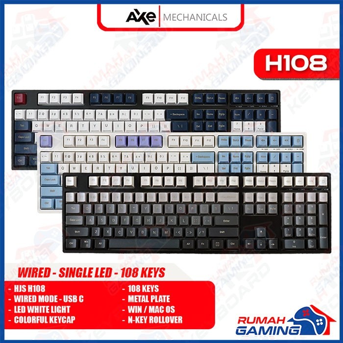 Jual AXE MECHANICALS - H108 - 100% - 108 Keys- Wired - Sandwich - Tray ...