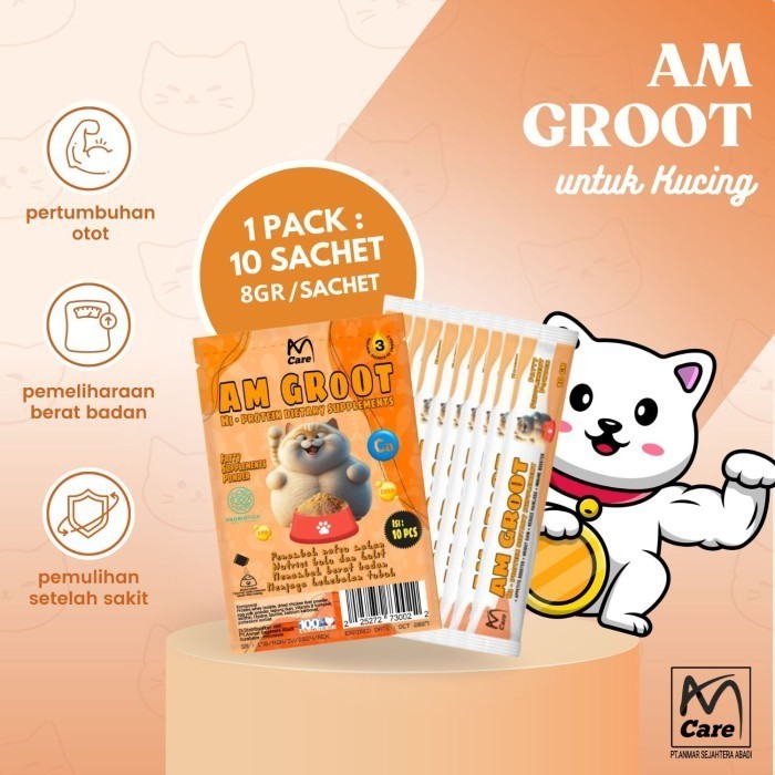Jual AMGROOT AMCARE GROOT 1 BOX HIGH PROTEIN DIETARY SUPPLEMENT FOR CAT 1 BOX 10 SACHET PER ...