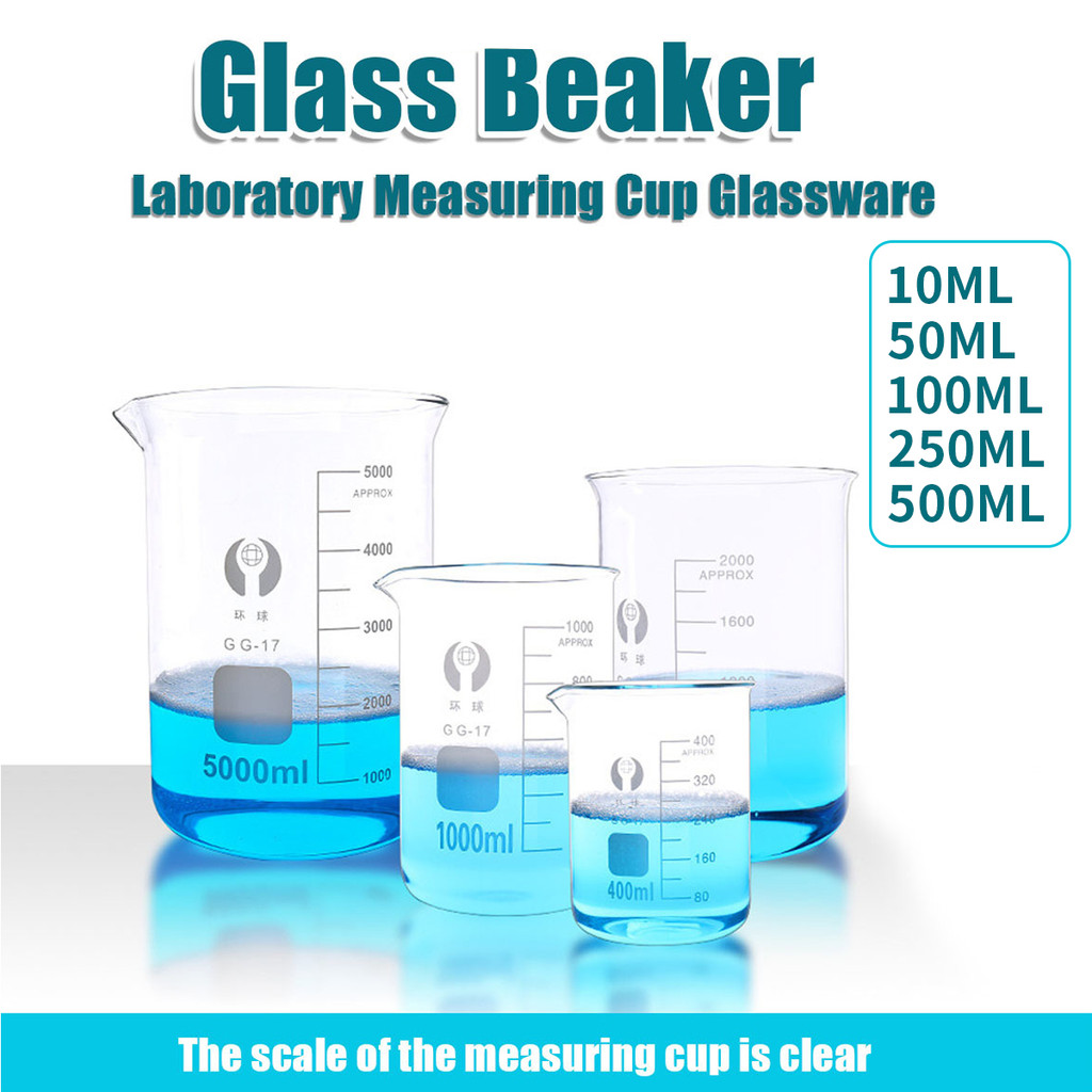 Jual Gelas Kaca 10/50/100/250/500ml/ Beaker Glass Laboratorium Kimia ...