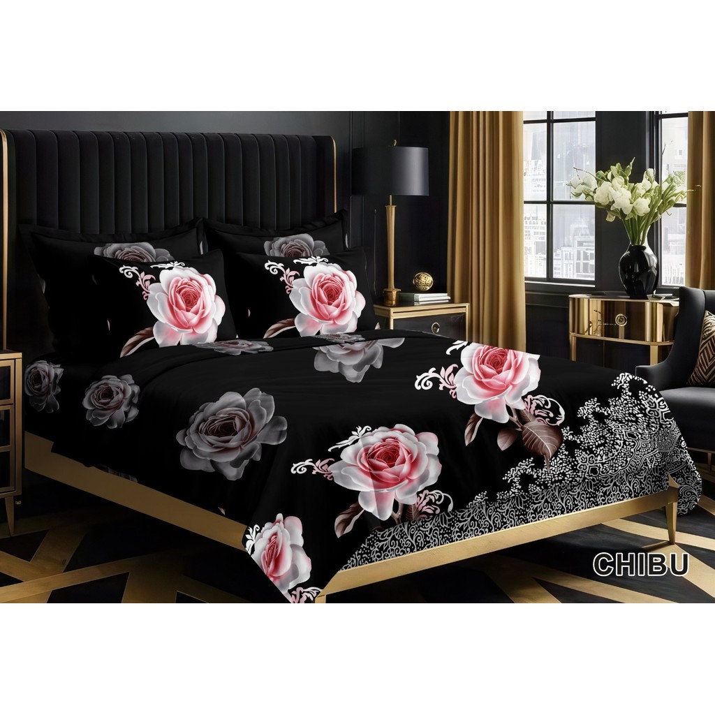 Jual BEDCOVER SET BAHAN MICROTEX DISPERSE CORAK ROSE CHIBU | Shopee ...