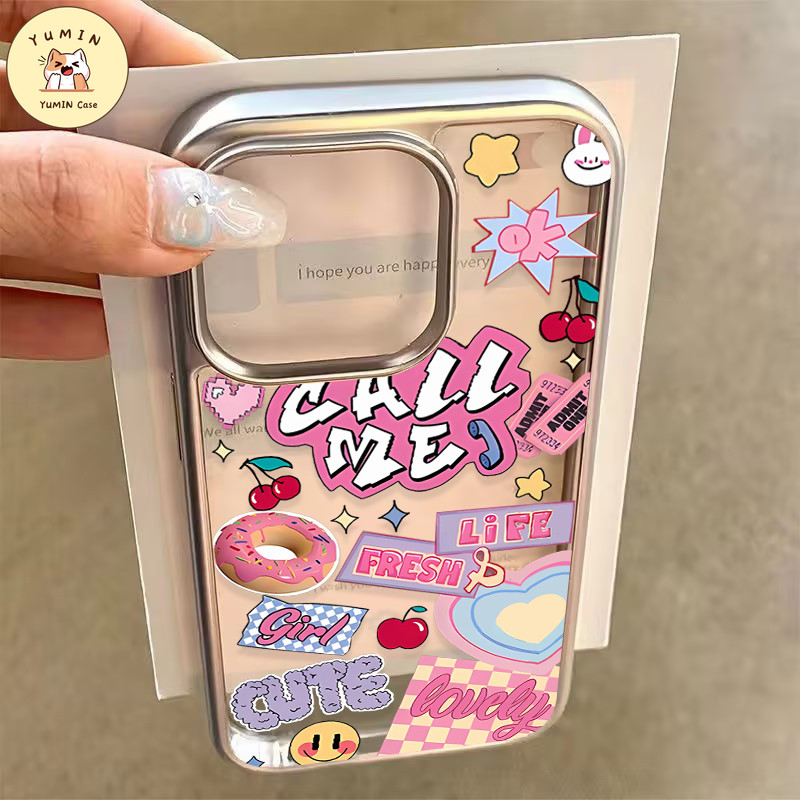 Jual Tren Mode Casing Grafiti Huruf Inggris Ceri Donat Kartun Pink ...