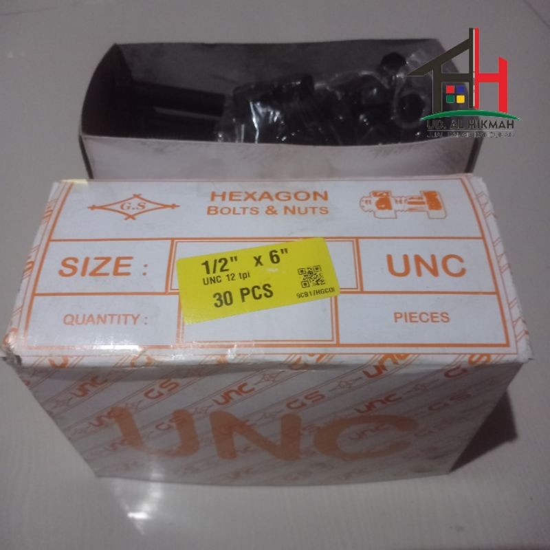 Jual Baut Mur Balok Kayu NC 1/2X6 BAUT BLANDAR 6 INCH KUNCI 19 - DUS 30 ...