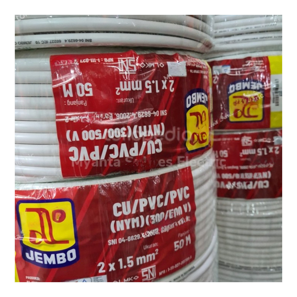 Jual Kabel Listrik Tunggal NYM 2x1,5 / 2x1.5 mm Jembo Roll 50m | Shopee ...