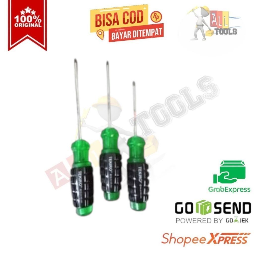 Jual Tekiro Obeng Gagang Karet Hijau Plus (+) PH2 X 100mm~PH2 X 125 Mm ...