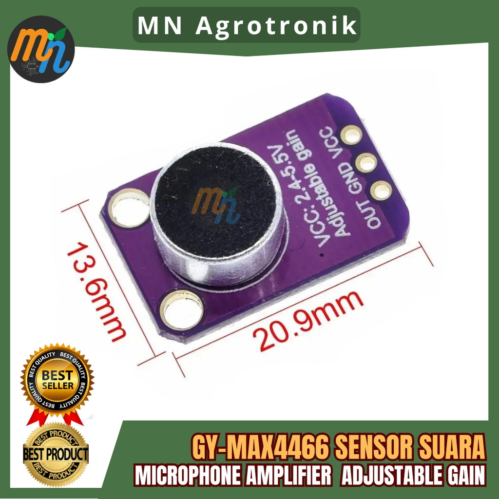 Jual GY-MAX4466 ELECTRET MICROPHONE AMPLIFIER SENSOR SUARA ADJUSTABLE ...