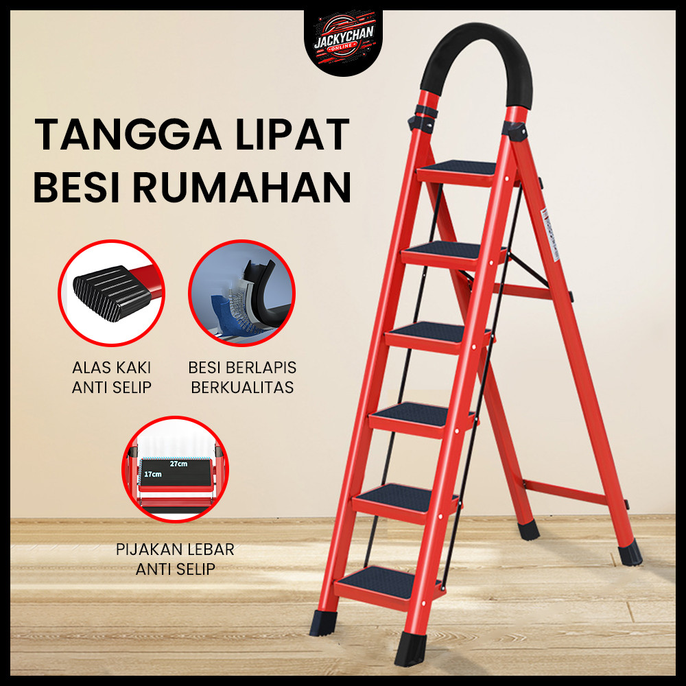 Jual JC Tangga Rumah Lipat Tangga Besi Lipat 3/4/5/6 Household Steel Ladder | Shopee Indonesia