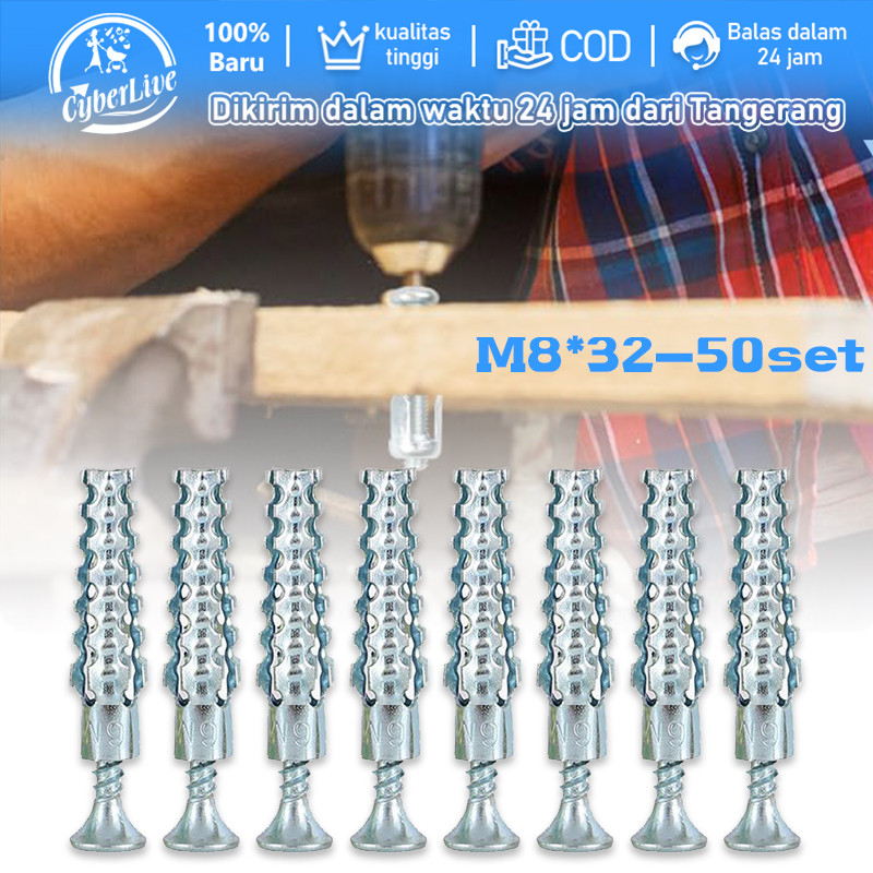 Jual 50set Angkur Baut Skrup Tembok Zinc Plated Expasion Anchor 8x40mm Sekrup Bulat | Shopee ...