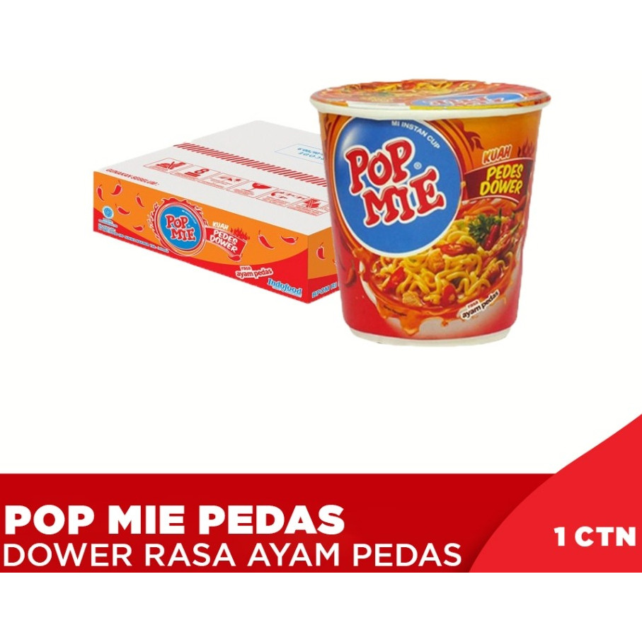 Jual 1 Ctn - Pop Mie Pedas Dower Rasa Ayam Pedas indofood | Shopee ...