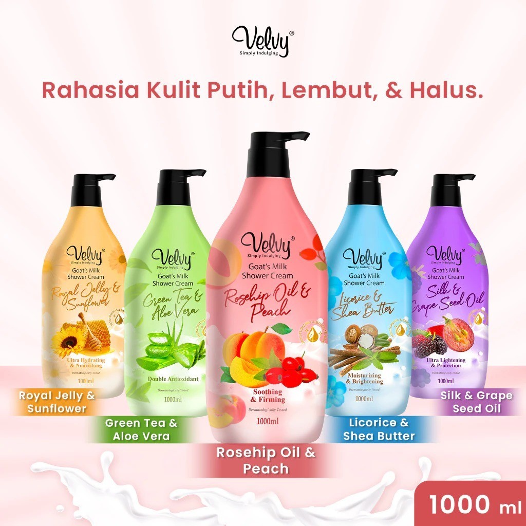Jual Velvy Goat’s Milk Shower -1000 ml Pump KEMASAN BARU | Shopee Indonesia