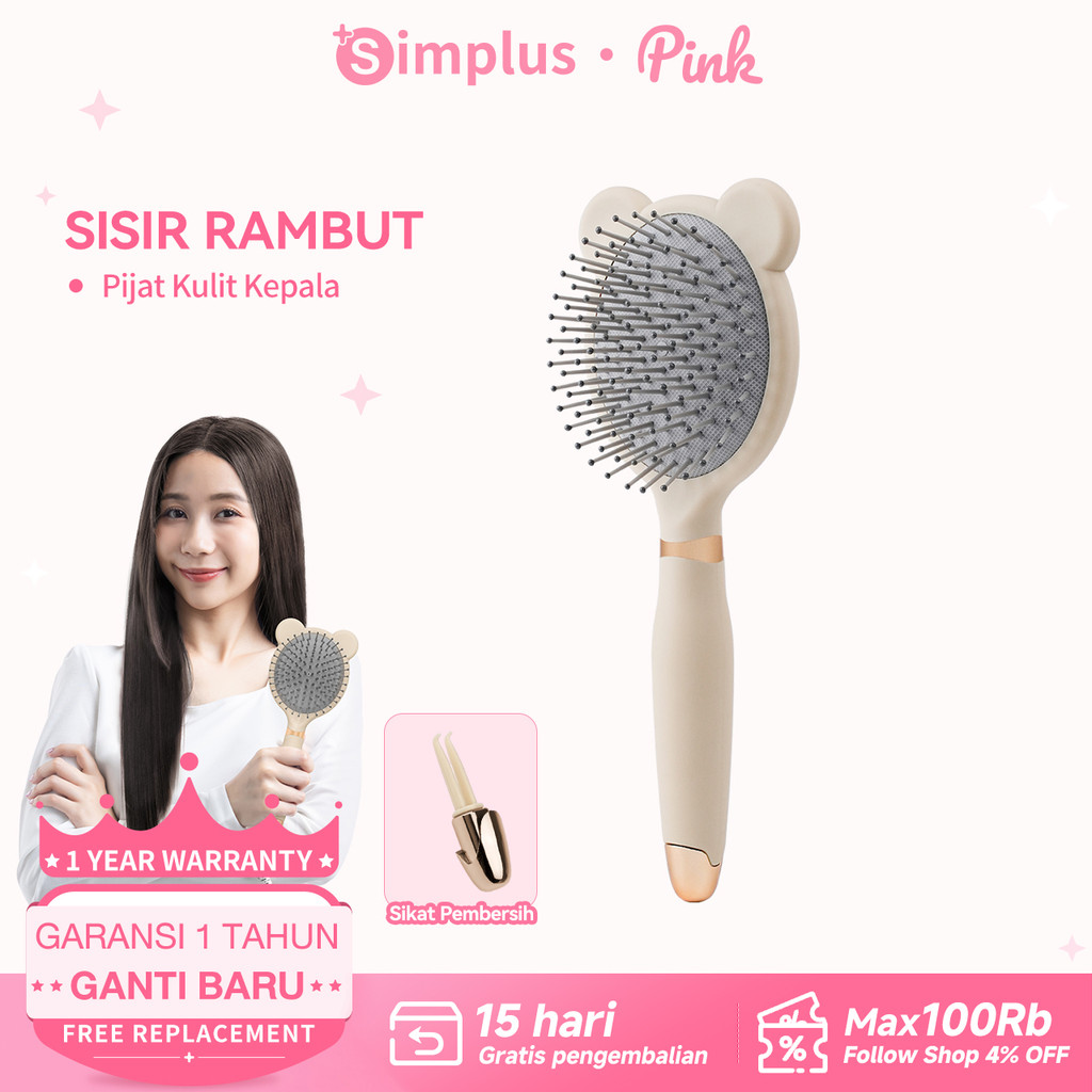 Jual Simplus Pink Sisir Rambut dengan Pegangan Panjang | Shopee Indonesia