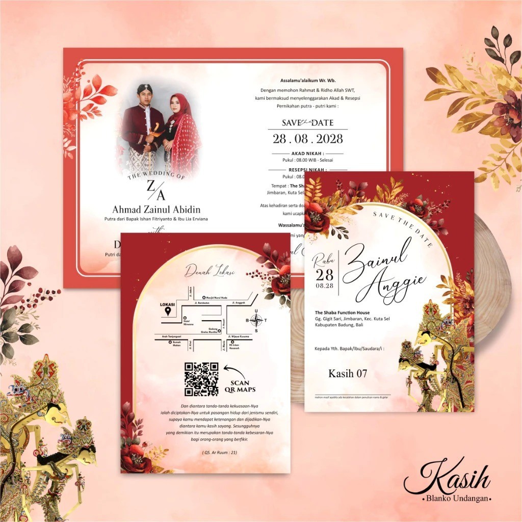 Jual Undangan Tema Wayang Gunungan Merah Maroon (COD) | Shopee Indonesia