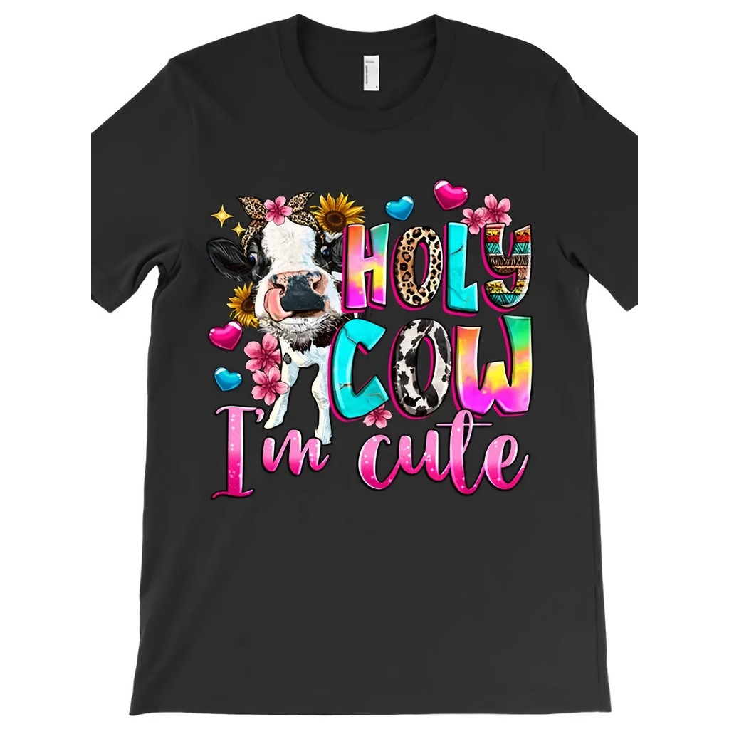 Jual Kaos Pria Holy Cow I'm Cute Lucu Hitam Bahan katun lembut Sablon ...