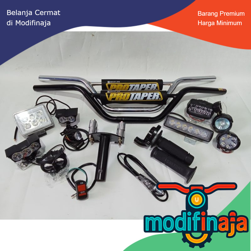 Jual Paket hemat stang trail universal dudukan stang gas spontan polos ...