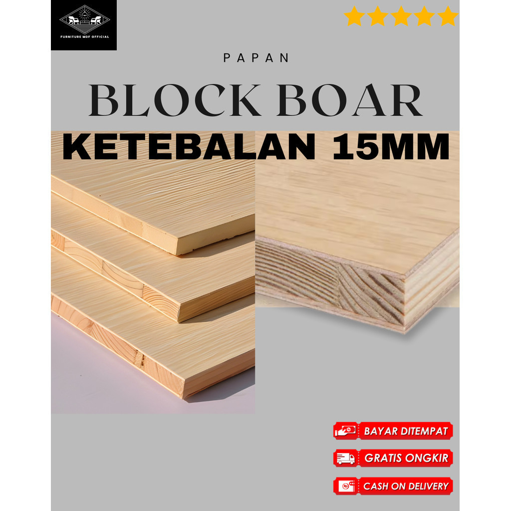 Jual BLOCKBOARD Tebal 15mm / BLOCK BOARD PLYWOOD / Ukuran 30x100 ...