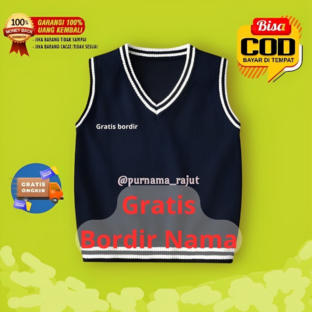 Jual KIBAR665 Rompi Rajut Dewasa / Rompi Anak SMA / Rompi Rajut Anak ...
